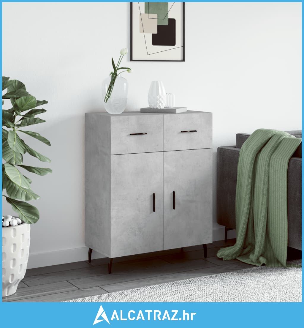 Komoda siva boja betona 69,5x34x90 cm od konstruiranog drva - NOVO