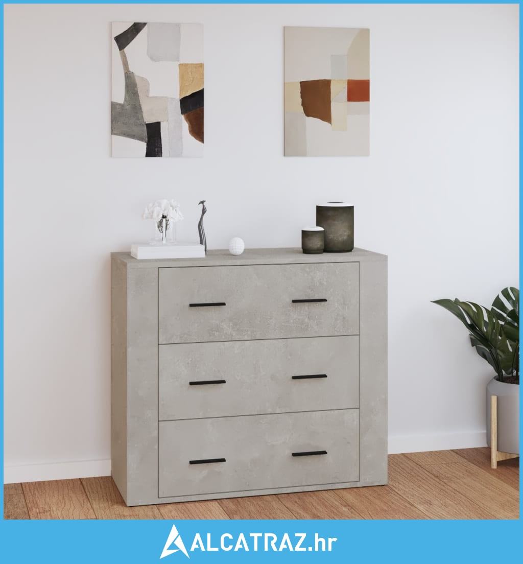 Komoda siva boja betona 80 x 33 x 70 cm od konstruiranog drva - NOVO