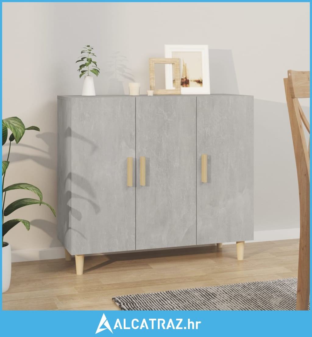 Komoda siva boja betona 90x34x80 cm od konstruiranog drva - NOVO