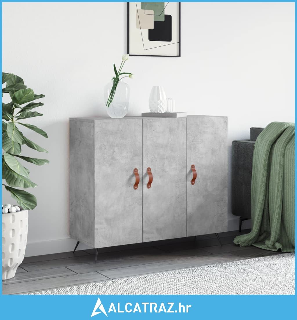 Komoda siva boja betona 90x34x80 cm od konstruiranog drva - NOVO