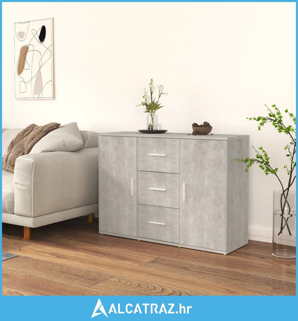 Komoda siva boja betona 91 x 29,5 x 65 cm od konstruiranog drva - NOVO