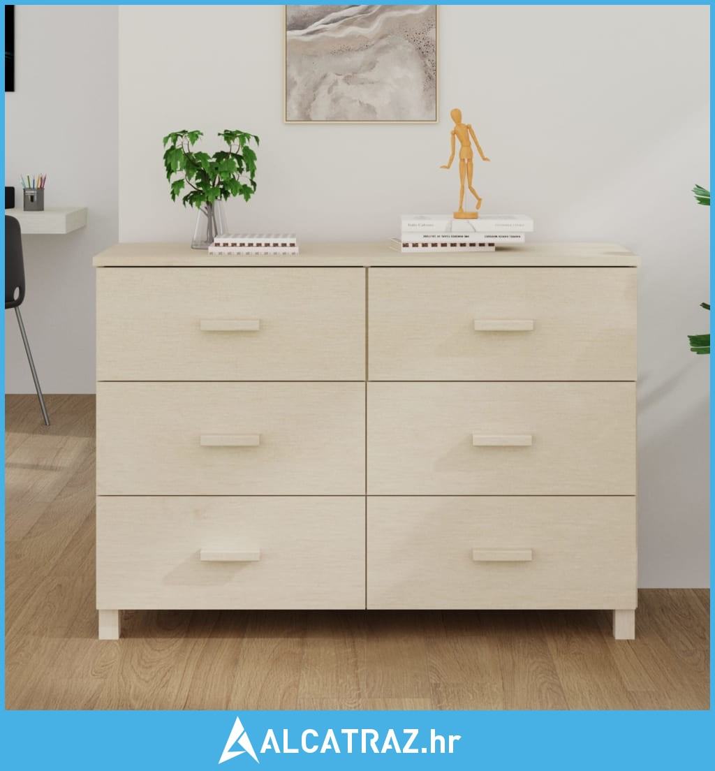 Komoda smeđa boja meda 113 x 40 x 80 cm od masivne borovine - NOVO