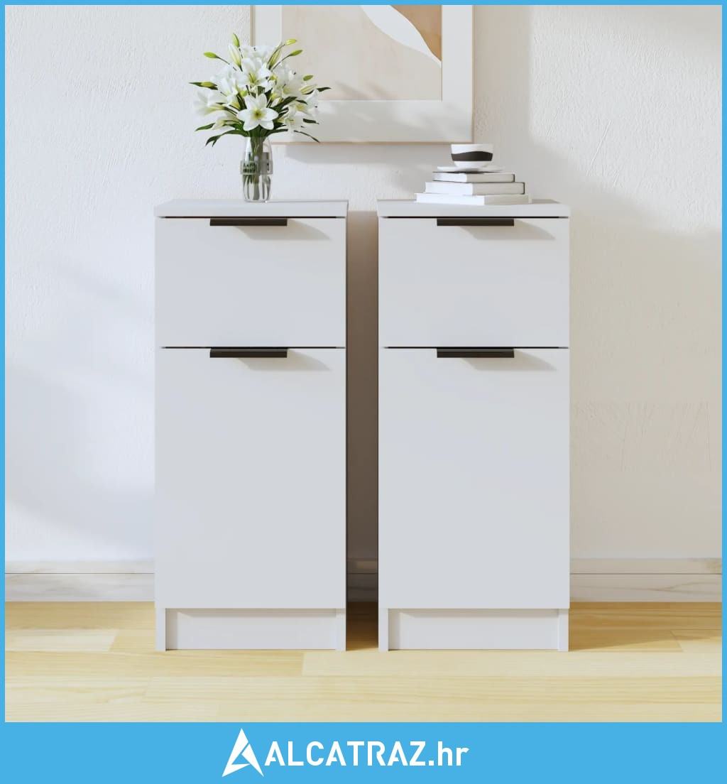 Komode 2 kom bijele 30 x 30 x 70 cm od konstruiranog drva - NOVO