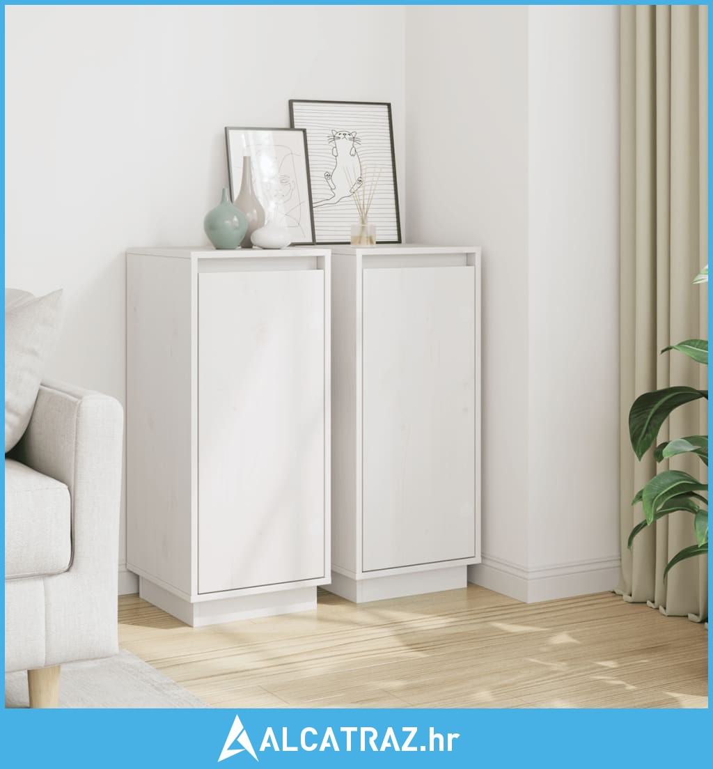 Komode 2 kom bijele 31,5 x 34 x 75 cm od masivne borovine - NOVO