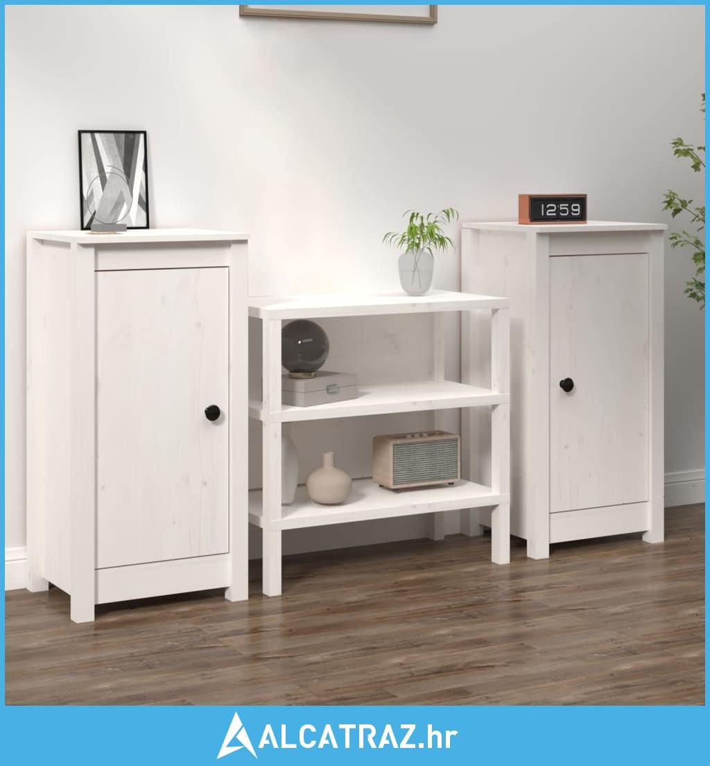 Komode 2 kom bijele 40 x 35 x 80 cm od masivne borovine - NOVO