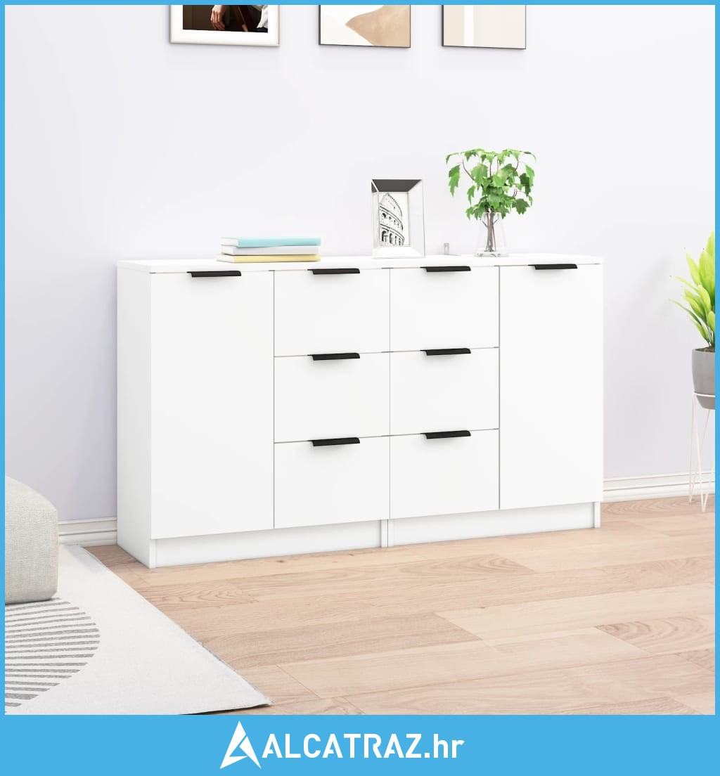 Komode 2 kom bijele 60 x 30 x 70 cm od konstruiranog drva - NOVO