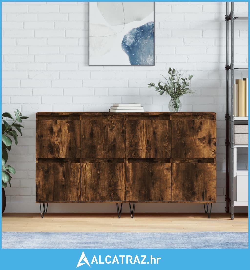 Komode 2 kom boja dimljenog hrasta od konstruiranog drva - NOVO