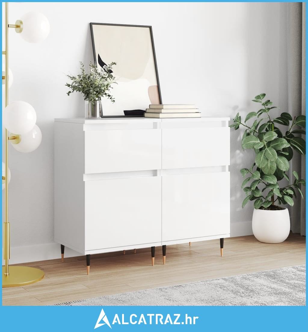 Komode 2 kom sjajne bijele 40 x 35 x 70 cm konstruirano drvo - NOVO