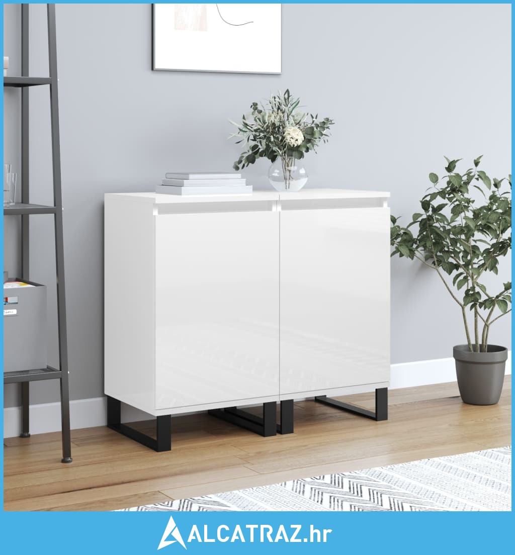 Komode 2 kom sjajne bijele 40 x 35 x 70 cm konstruirano drvo - NOVO