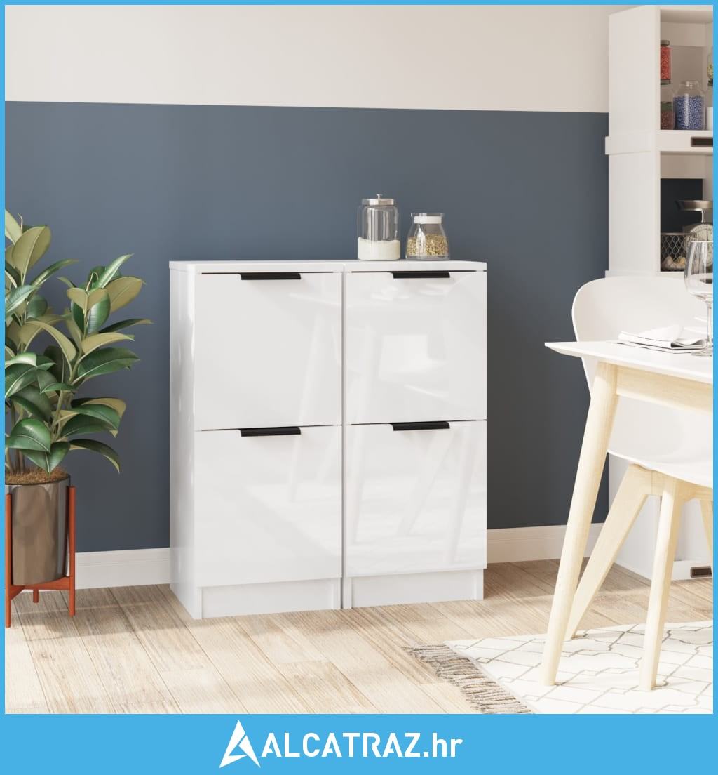 Komode sjajne bijele 2 kom 30x30x70 cm od konstruiranog drva - NOVO