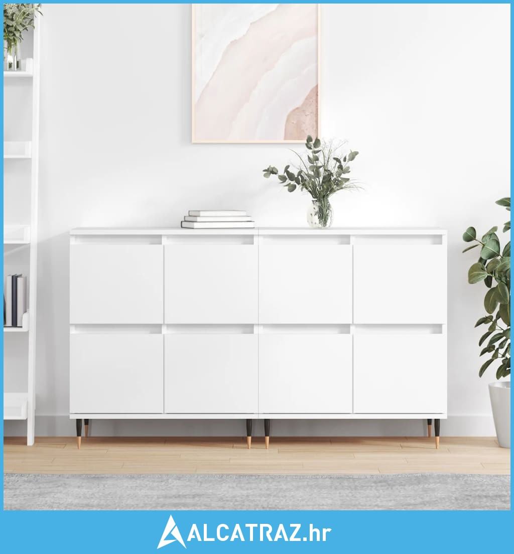 Komode sjajne bijele 2 kom od konstruiranog drva - NOVO