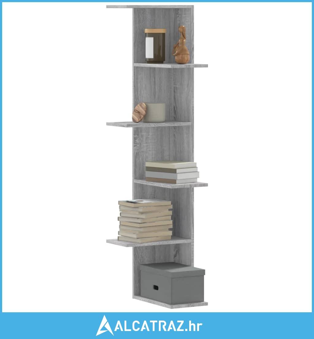 Kutna zidna polica boja hrasta 36,5x36,5x140 cm drvena - NOVO