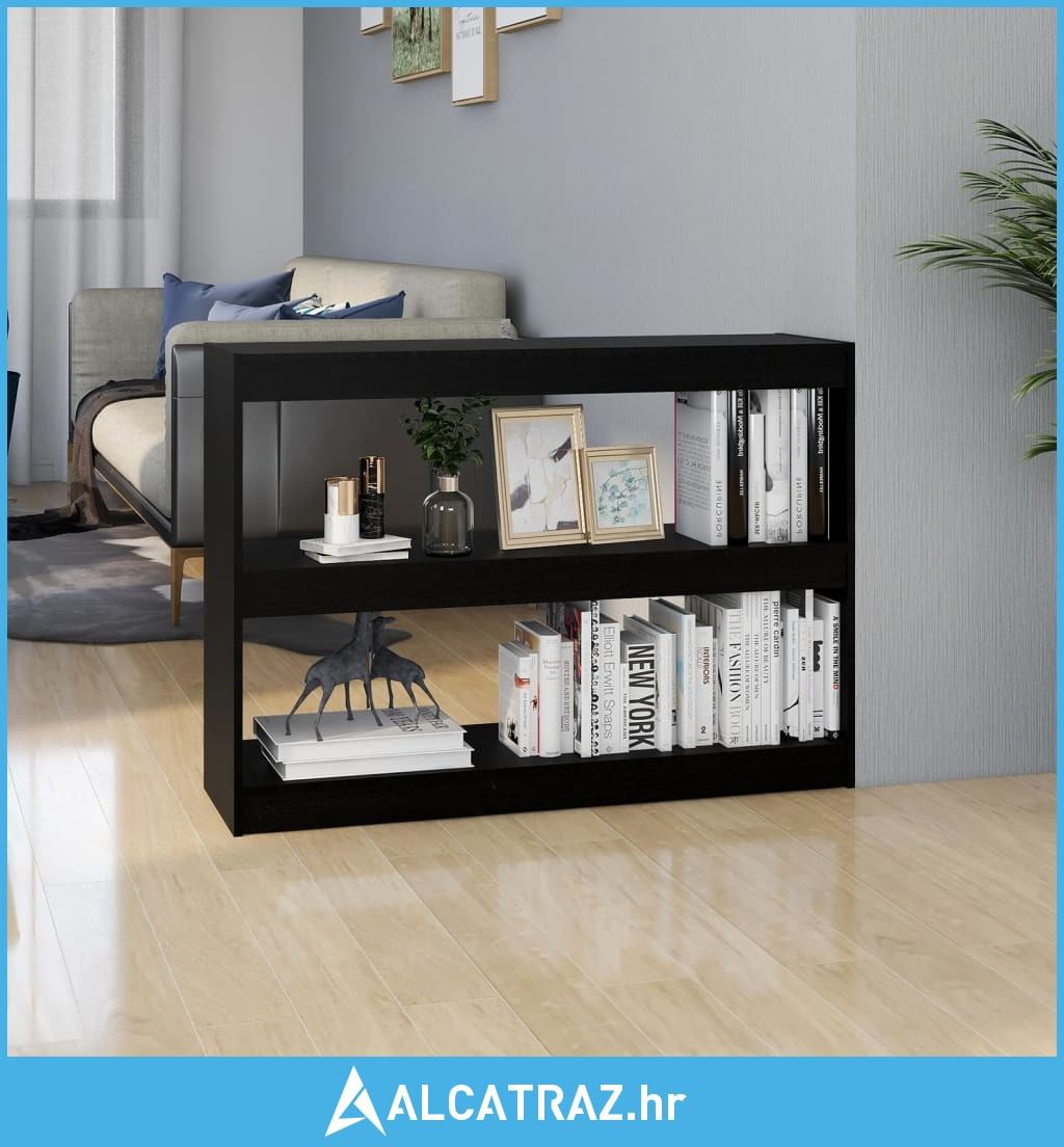 Ormarić za knjige / sobna pregrada crni 100x30x71,5 cm borovina - NOVO