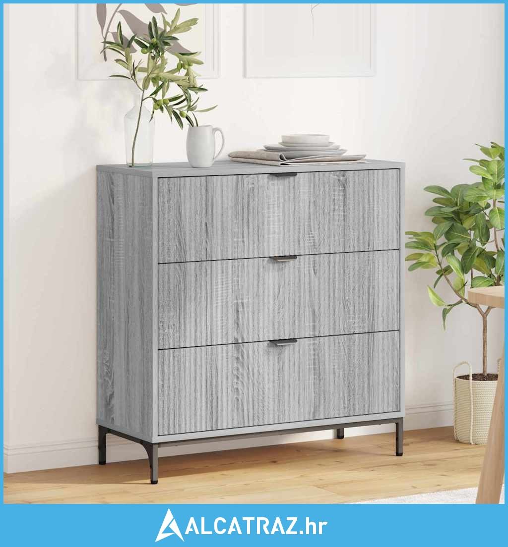 Ormarić / Komoda s ladicama Sivi hrast sonoma 79,5 x 33 x 82 cm - NOVO