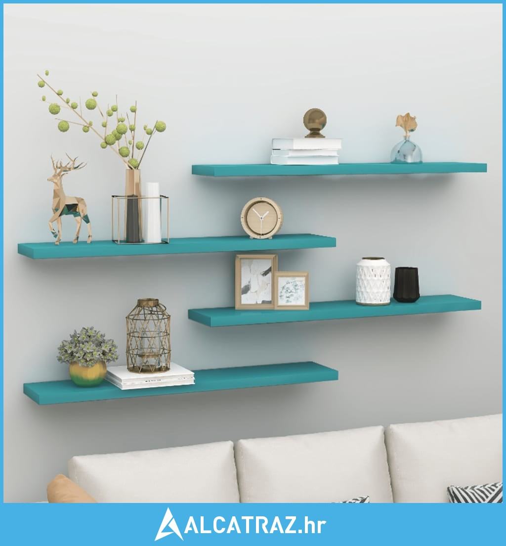 Plutajuće zidne police 4 kom plave 120 x 23,5 x 3,8 cm MDF - NOVO