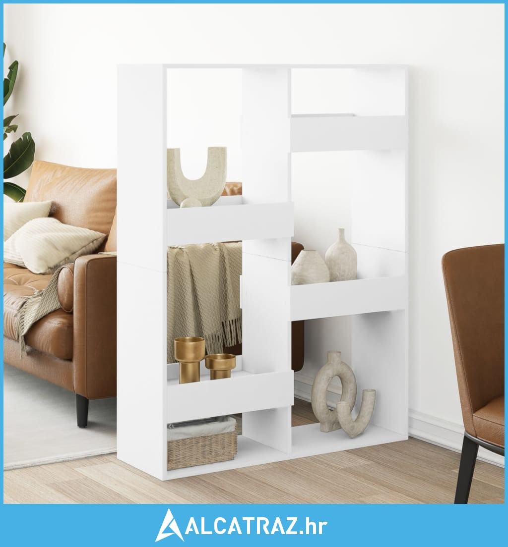 Sobna pregrada bijela 100 x 33 x 135 cm konstruirano drvo - NOVO