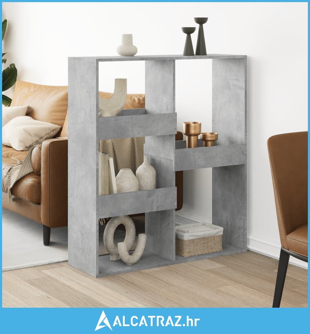 Sobna pregrada boja betona 100x33x115 cm konstruirano drvo - NOVO