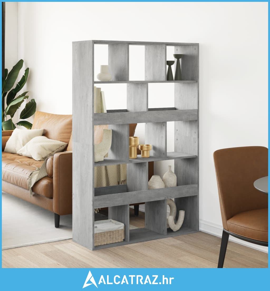 Sobna pregrada boja betona 100x33x156,5 cm konstruirano drvo - NOVO