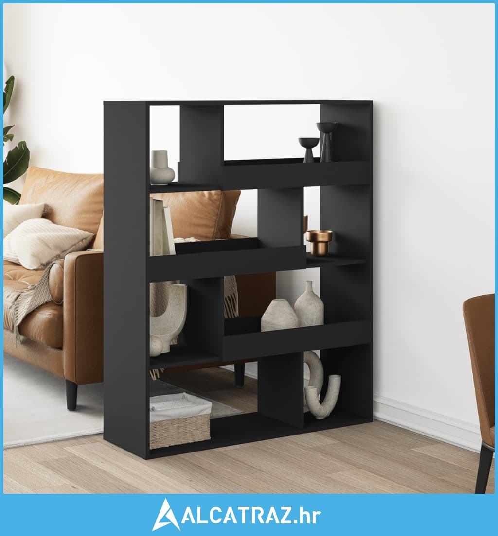 Sobna pregrada crna 100 x 33 x 125,5 cm konstruirano drvo - NOVO