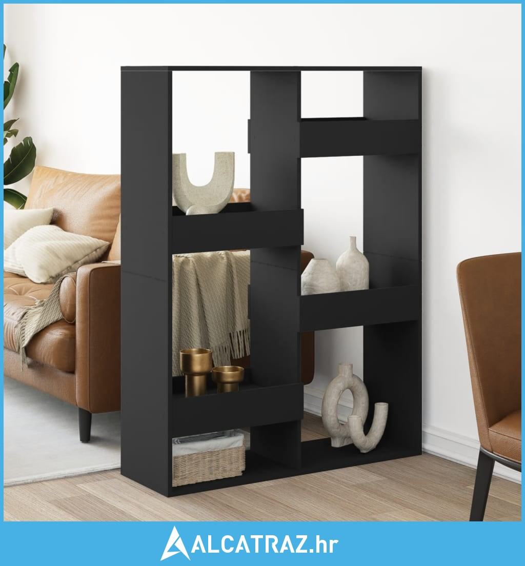 Sobna pregrada crna 100 x 33 x 135 cm konstruirano drvo - NOVO