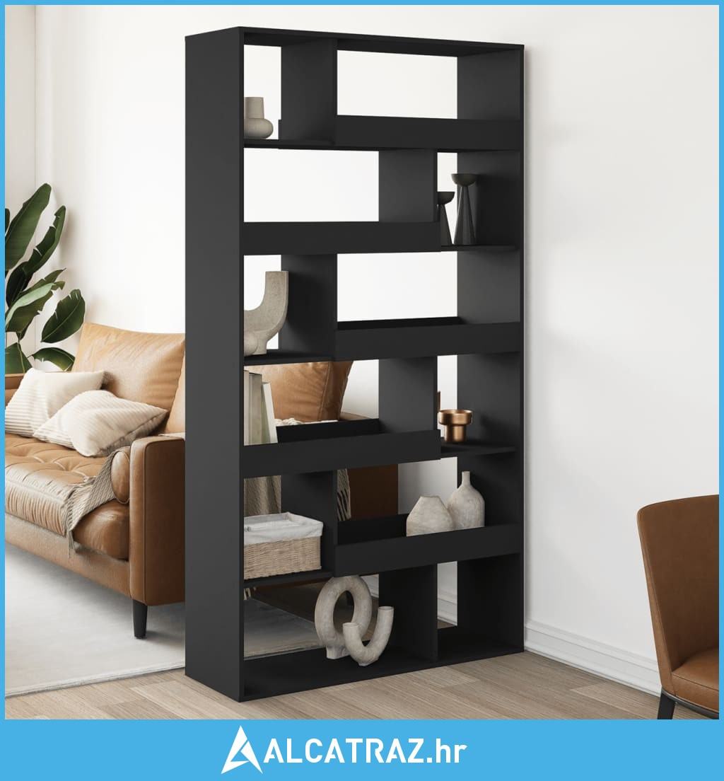 Sobna pregrada crna 100 x 33 x 187,5 cm konstruirano drvo - NOVO