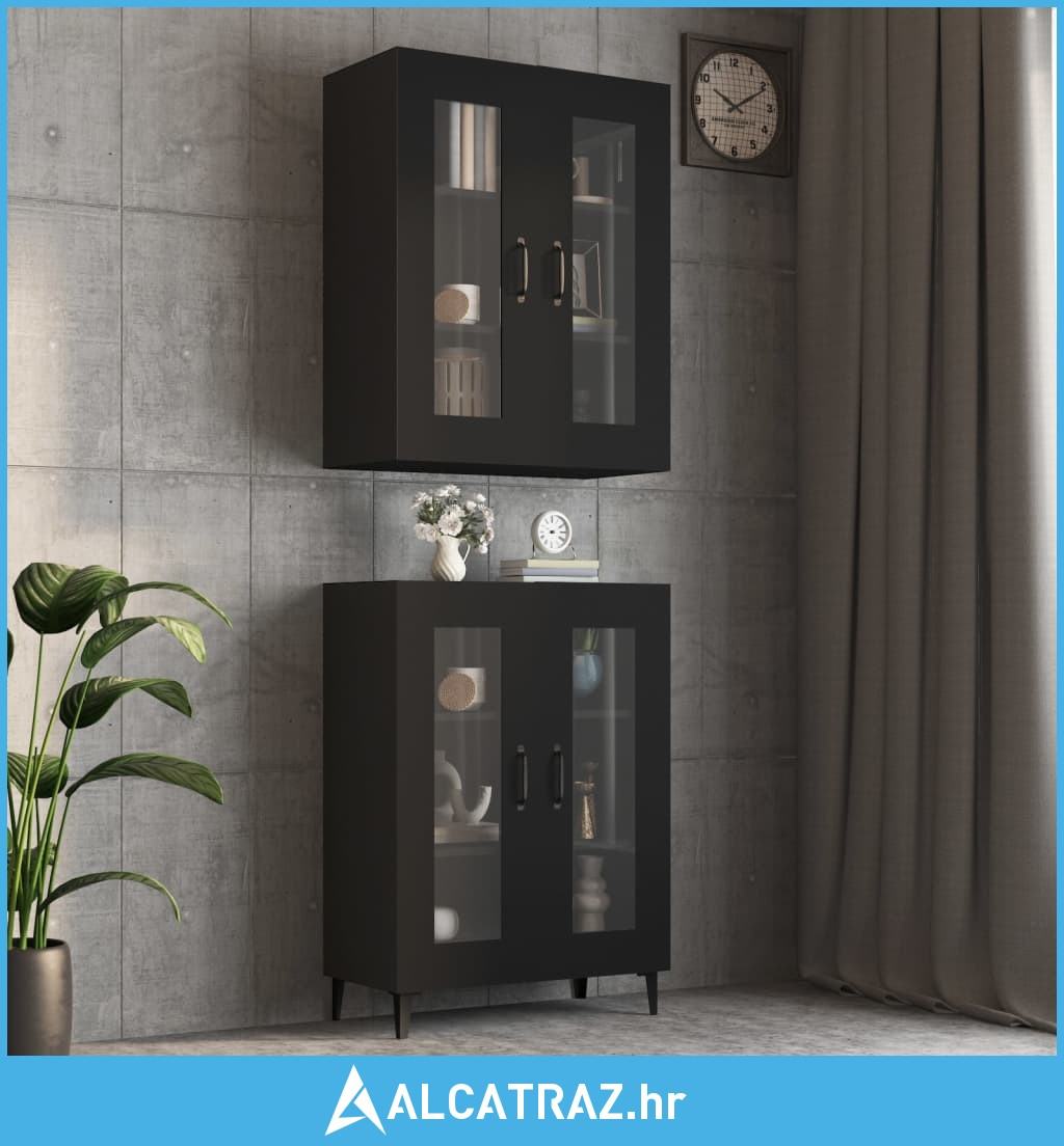 Viseći zidni ormarić crni 69,5 x 34 x 90 cm - NOVO