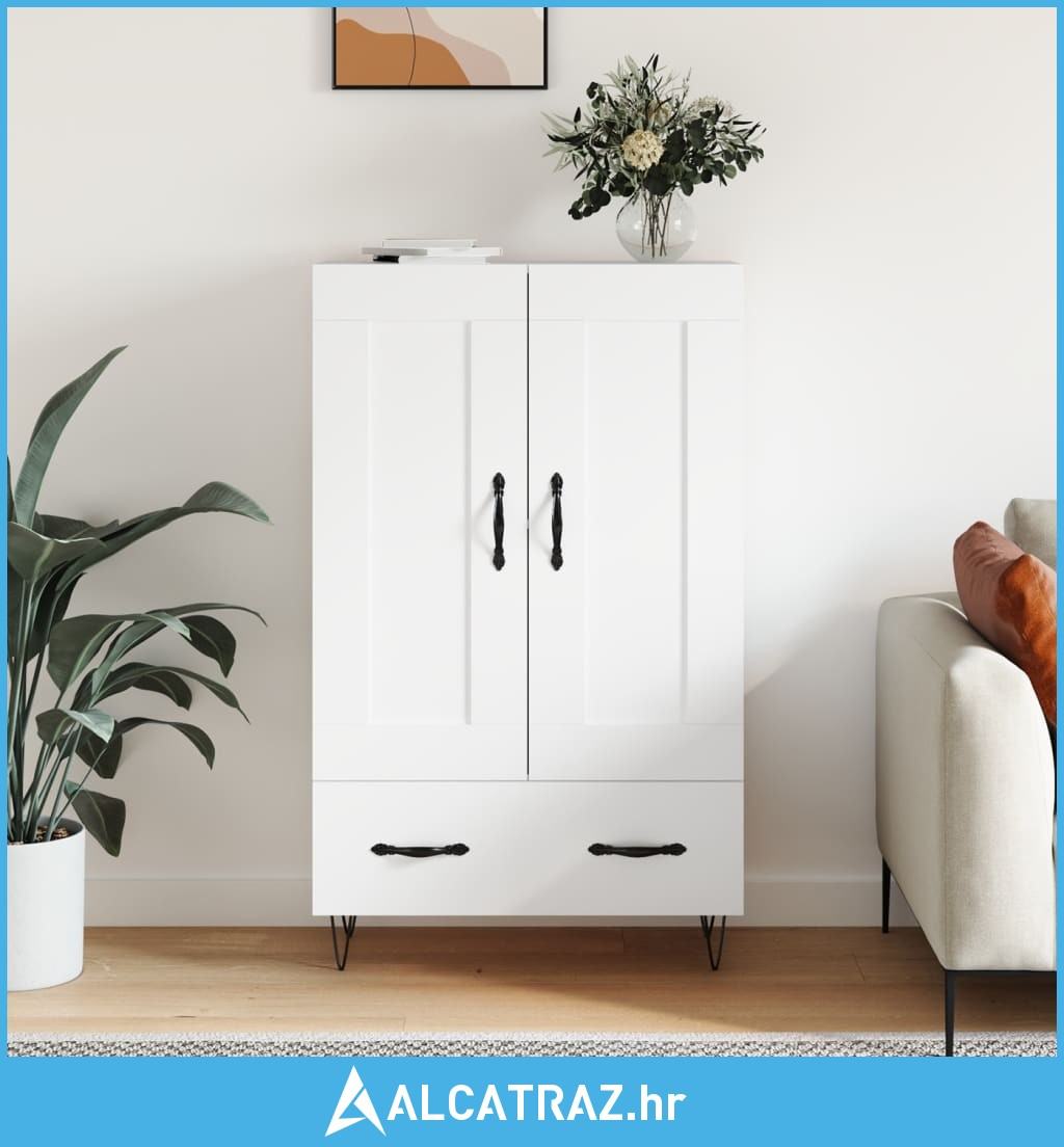 Visoka komoda bijela 69,5 x 31 x 115 cm od konstruiranog drva - NOVO