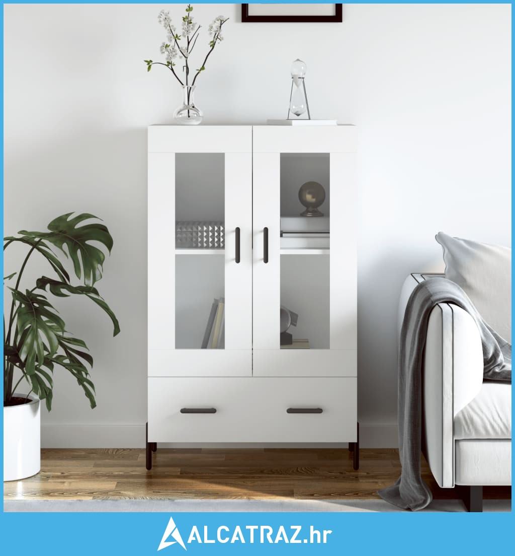 Visoka komoda bijela 69,5 x 31 x 115 cm od konstruiranog drva - NOVO