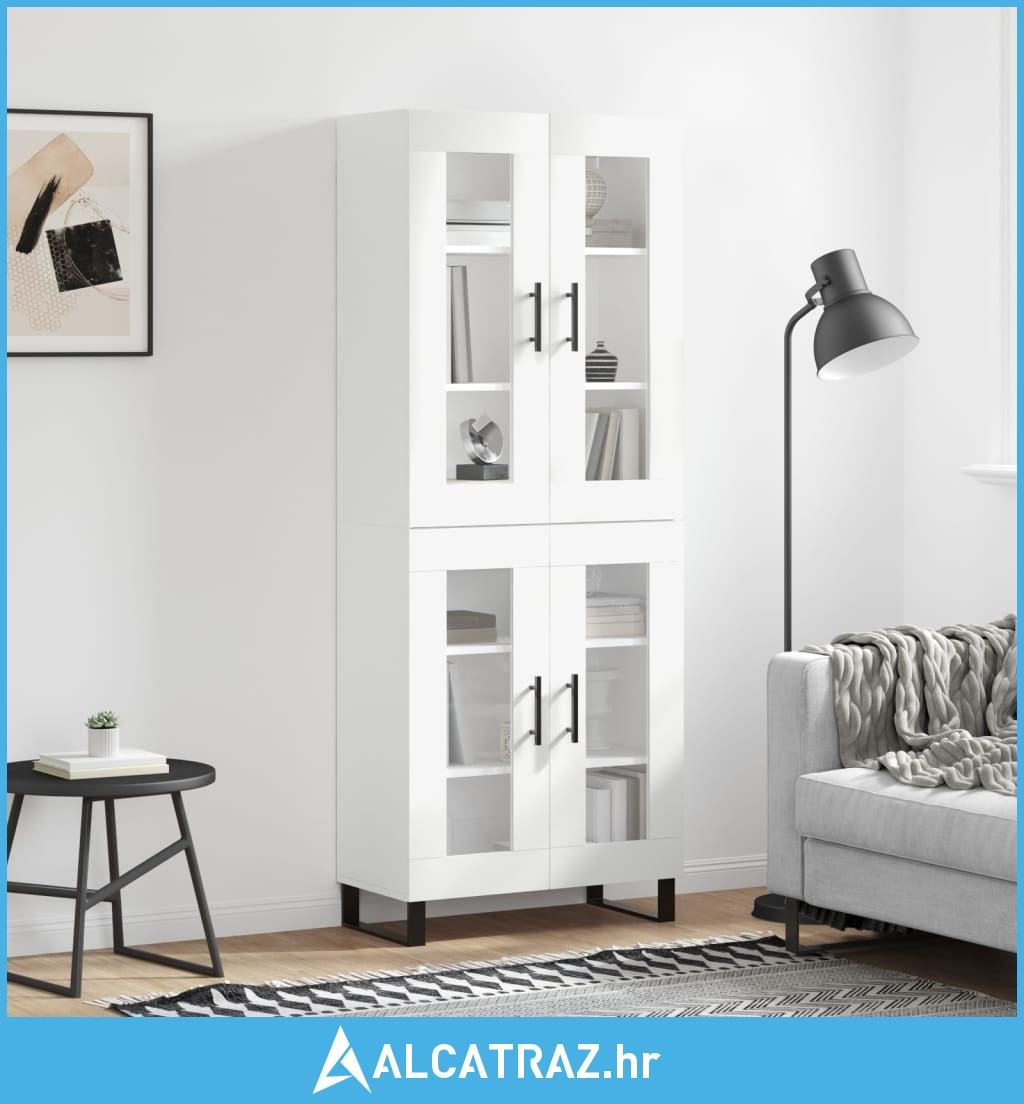 Visoka komoda bijela 69,5x34x180 cm konstruirano drvo - NOVO