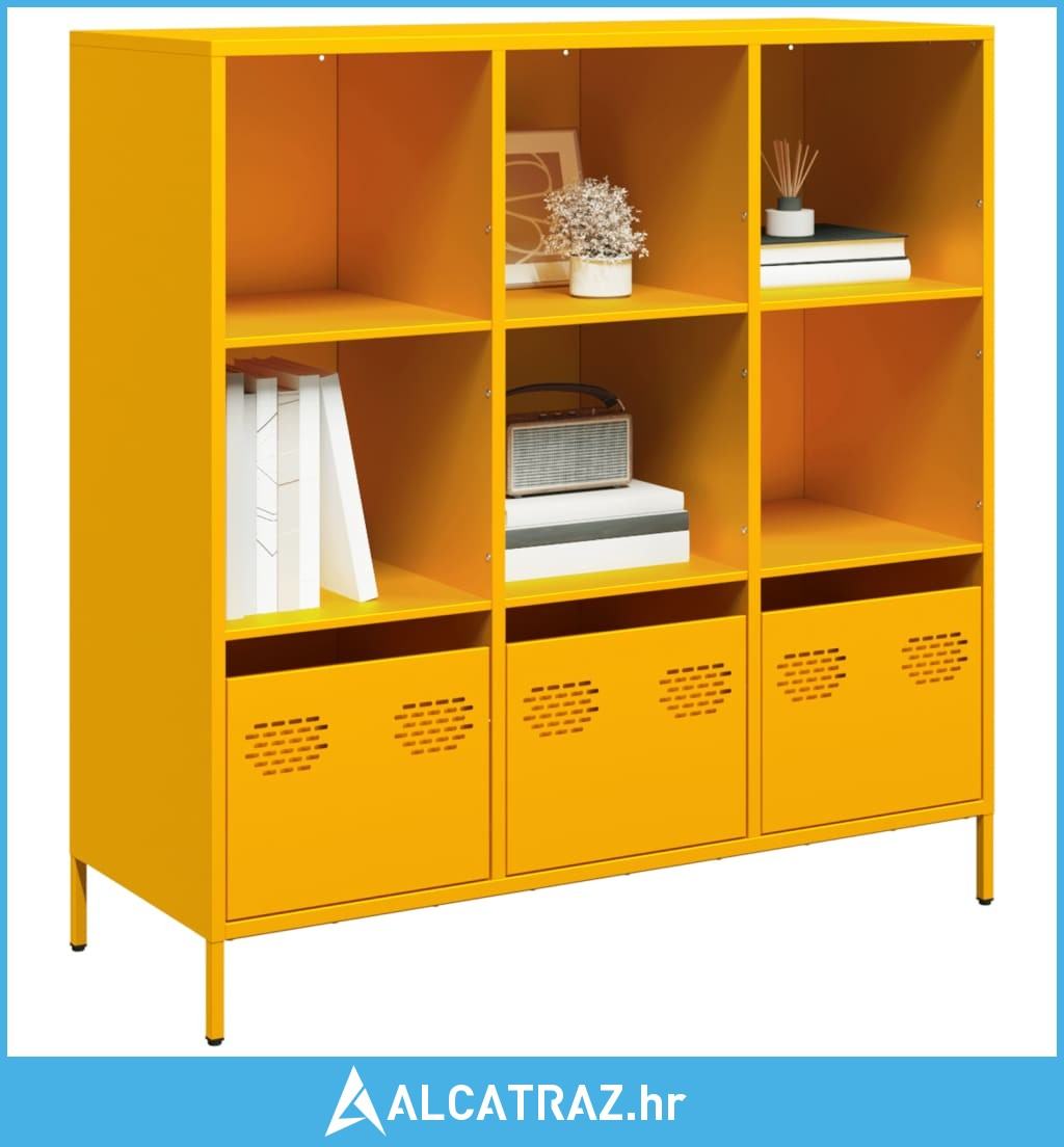 Visoka komoda boja senfa 101,5x39x103,5 cm od čelika - NOVO