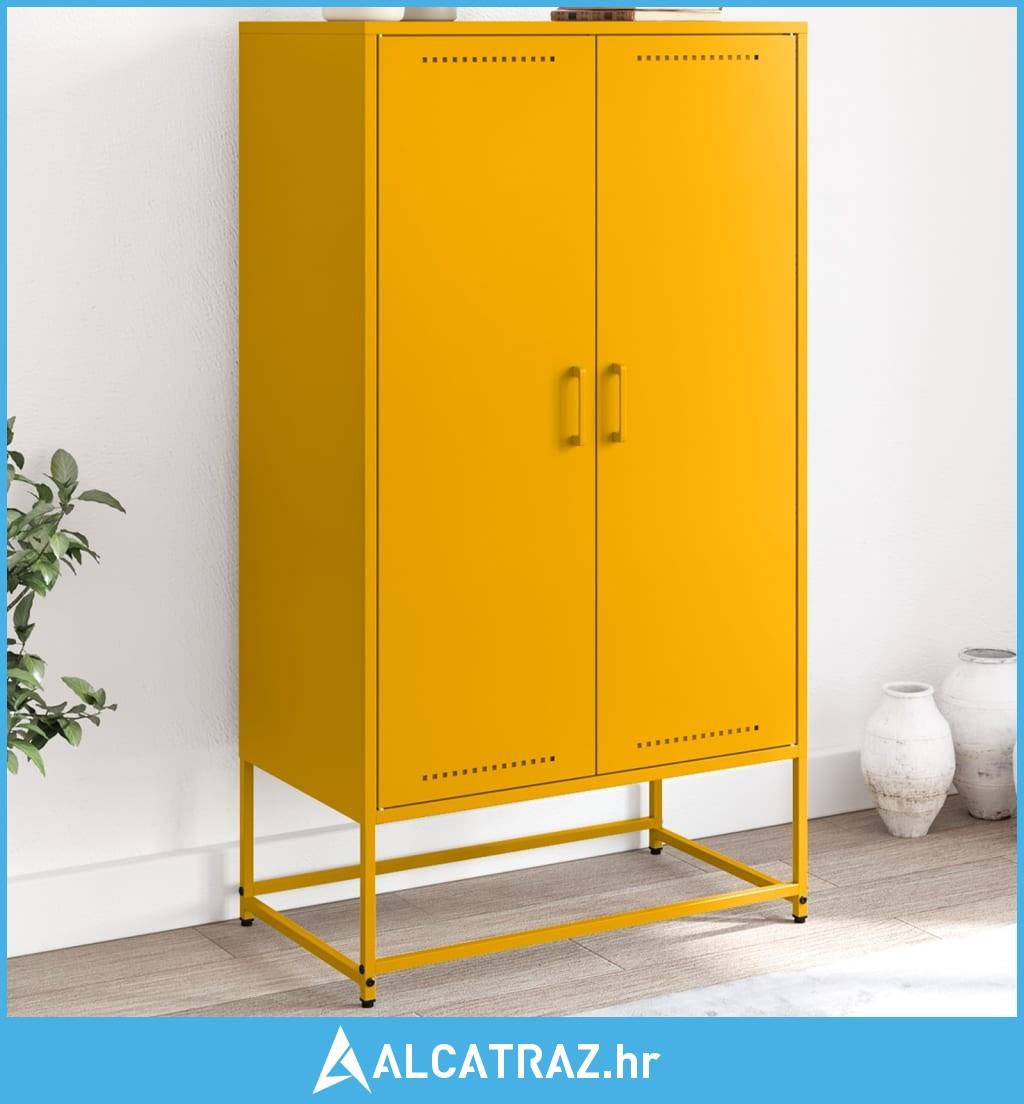 Visoka komoda boja senfa 68,5 x 38,5 x 123,5 cm čelična - NOVO