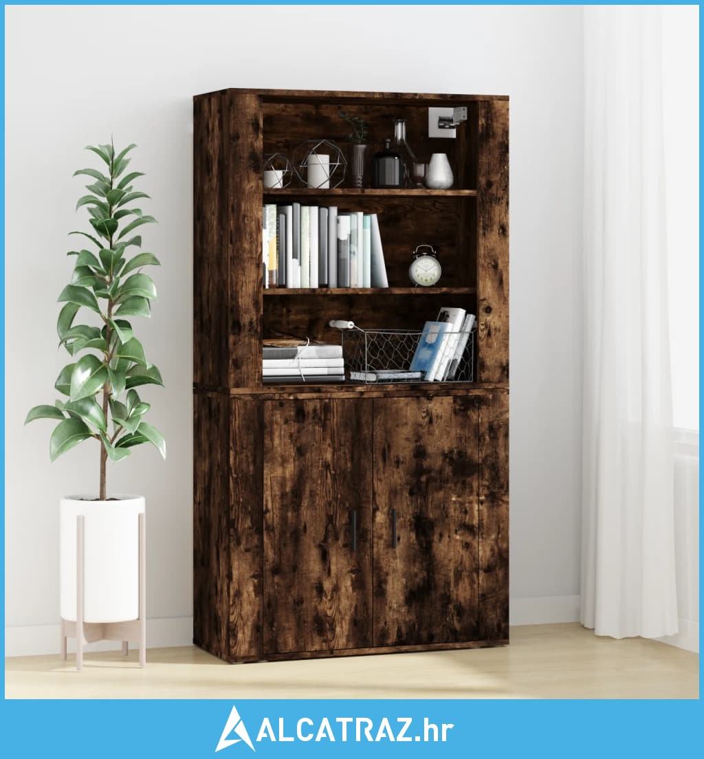 Visoka komoda dimljeni hrast konstruiranog drva - NOVO