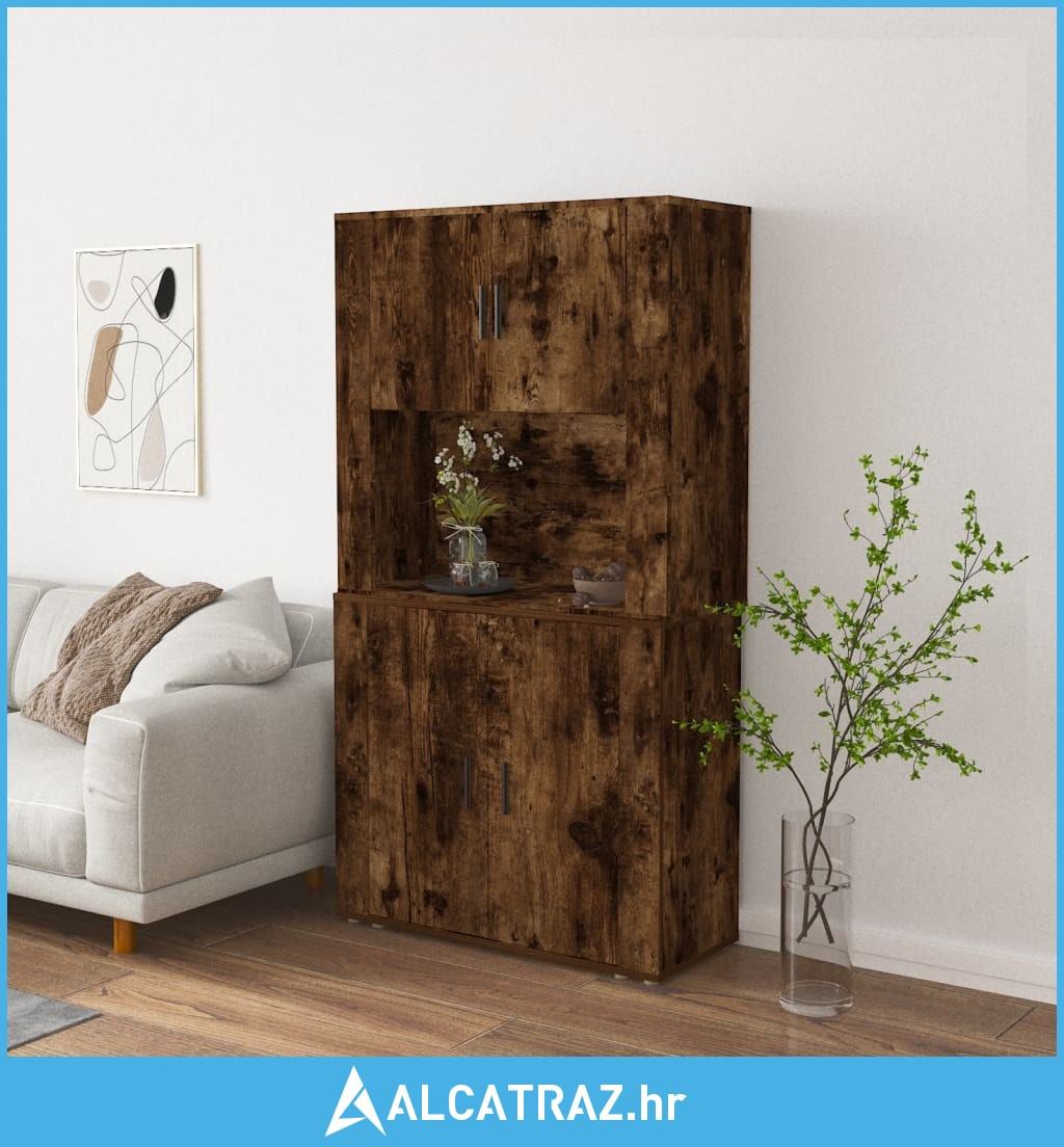 Visoka komoda dimljeni hrast konstruiranog drva - NOVO