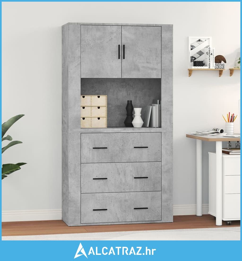 Visoka komoda siva betona od konstruiranog drva - NOVO