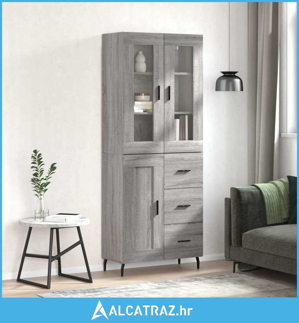 Visoka komoda siva sonome 69,5x34x180 cm od konstruiranog drva - NOVO
