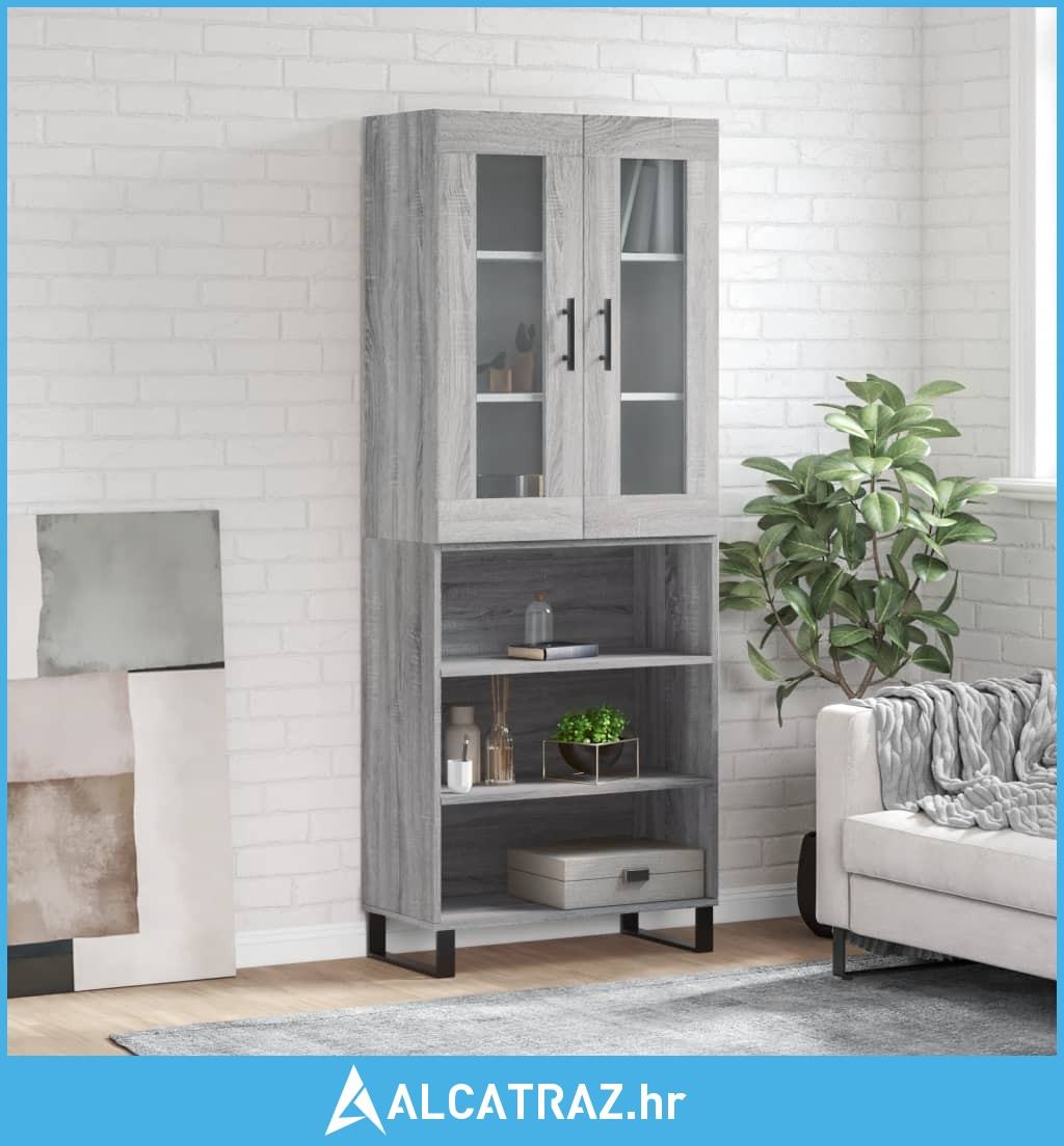 Visoka komoda siva sonome 69,5x34x180 cm od konstruiranog drva - NOVO