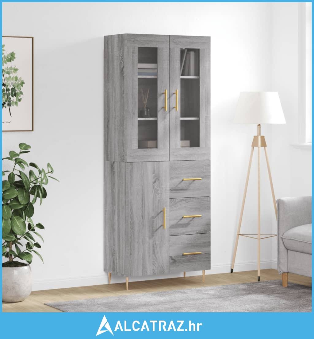 Visoka komoda siva sonome 69,5x34x180 cm od konstruiranog drva - NOVO