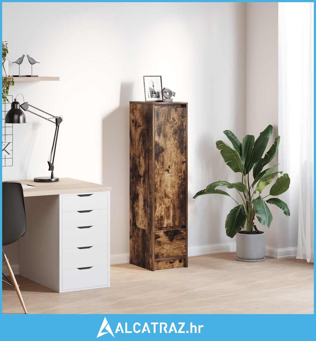 Visoka ploča dimljeni hrast 29,5x34x119,5 cm izrađeno drvo - NOVO