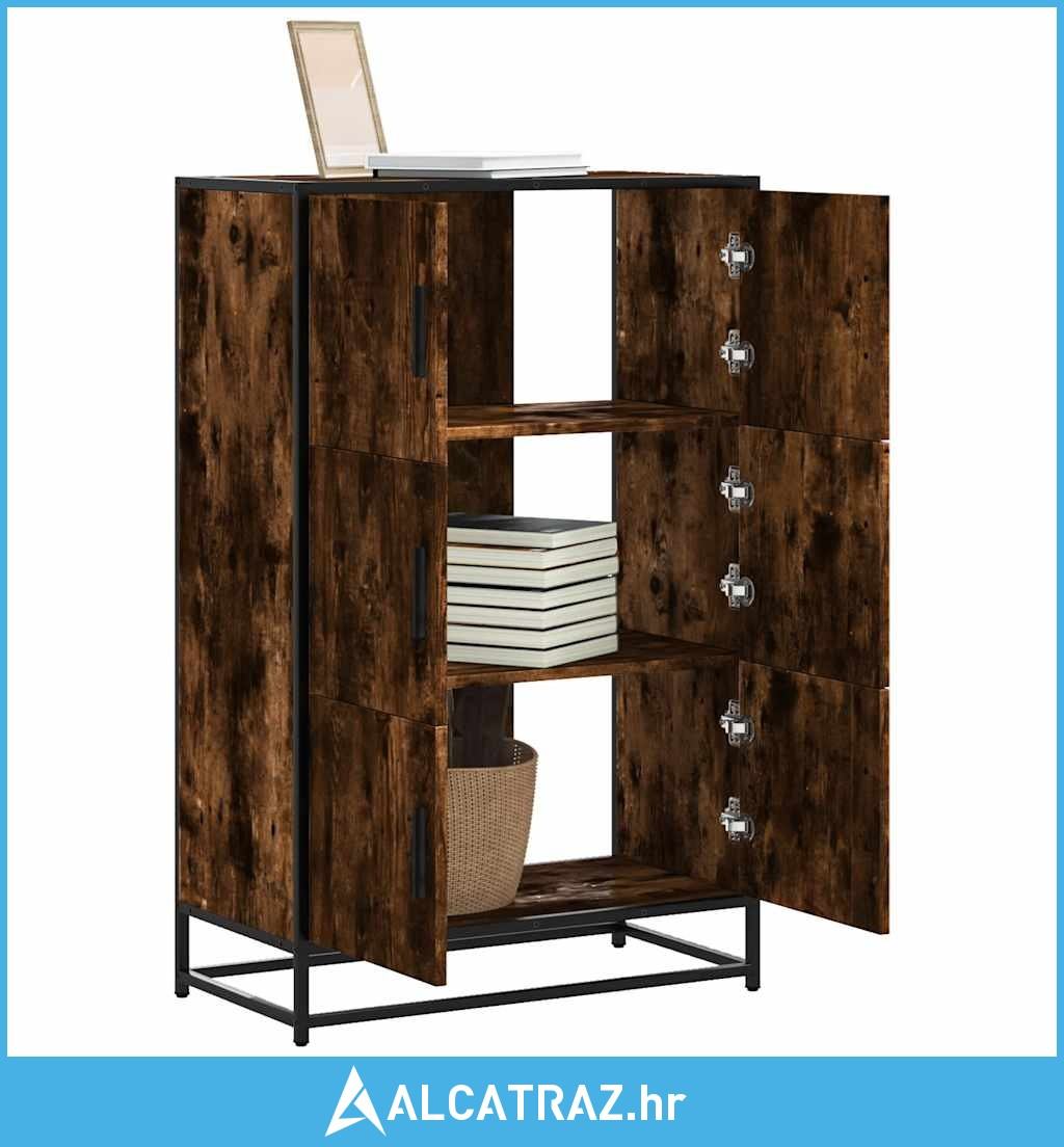 Visoka ploča dimljeni hrast 68x35x106,5cm izrađeno drvo i metal - NOVO