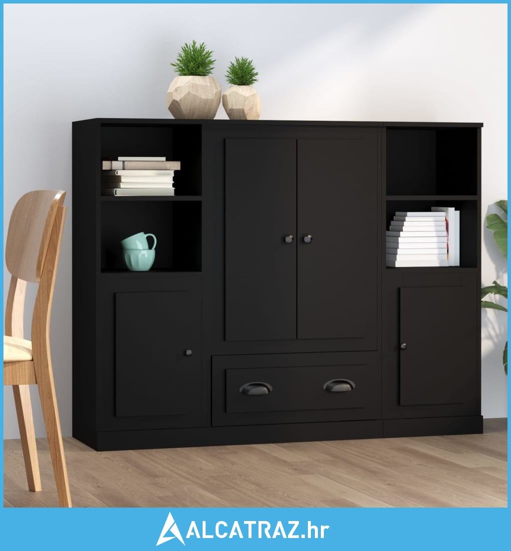 Visoke komode 3 kom crni od konstruiranog drva - NOVO