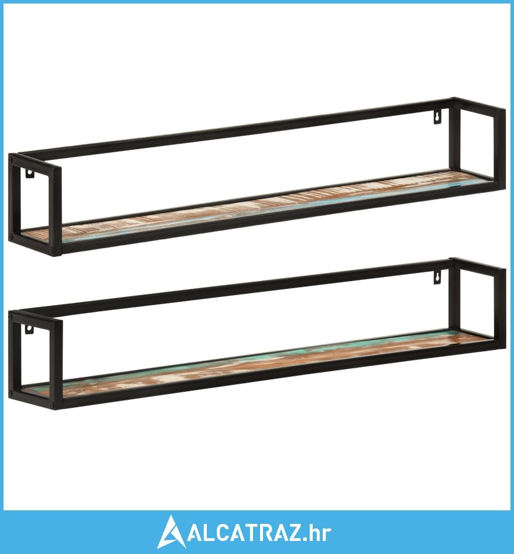 Zidne police 2 kom 110 x 17 x 17 cm masivno obnovljeno drvo - NOVO