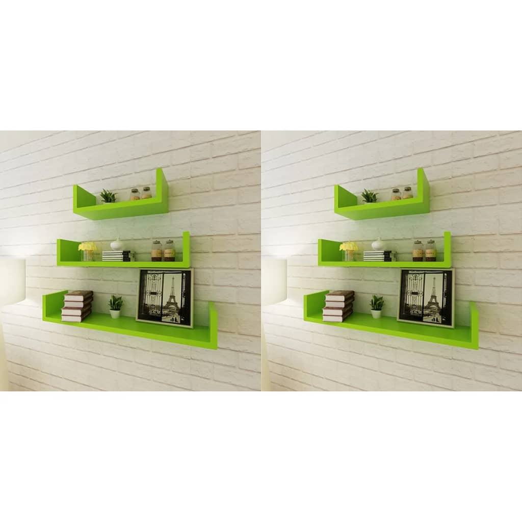 Zidne police 6 kom zelene - NOVO