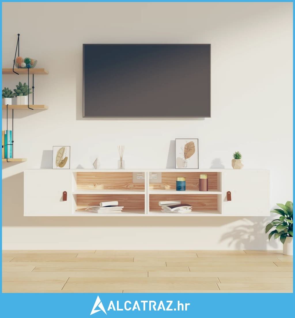 Zidni ormarići 2 kom bijeli 80 x 30 x 30 cm od masivne borovine - NOVO