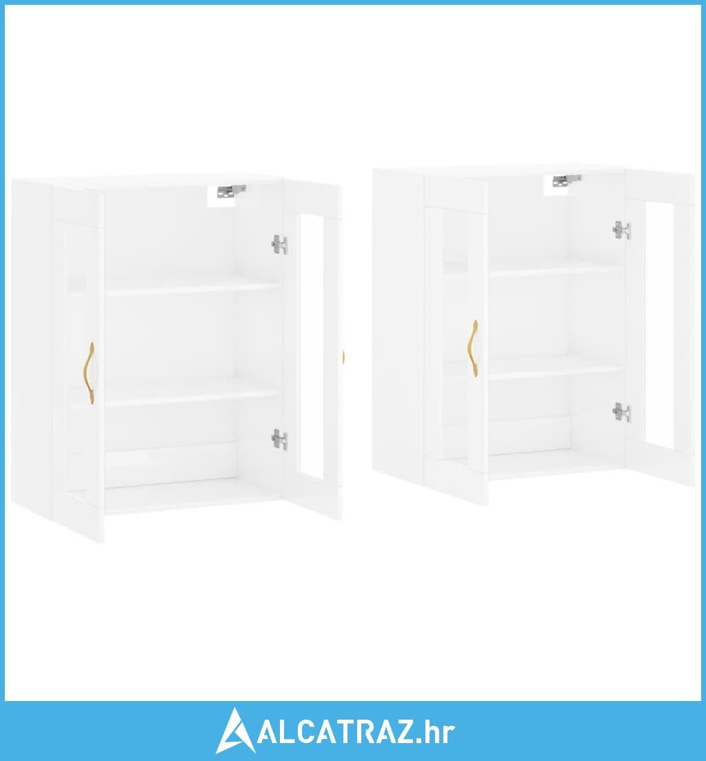 Zidni ormarići 2 kom bijeli visoki sjaj od konstruiranog drva - NOVO