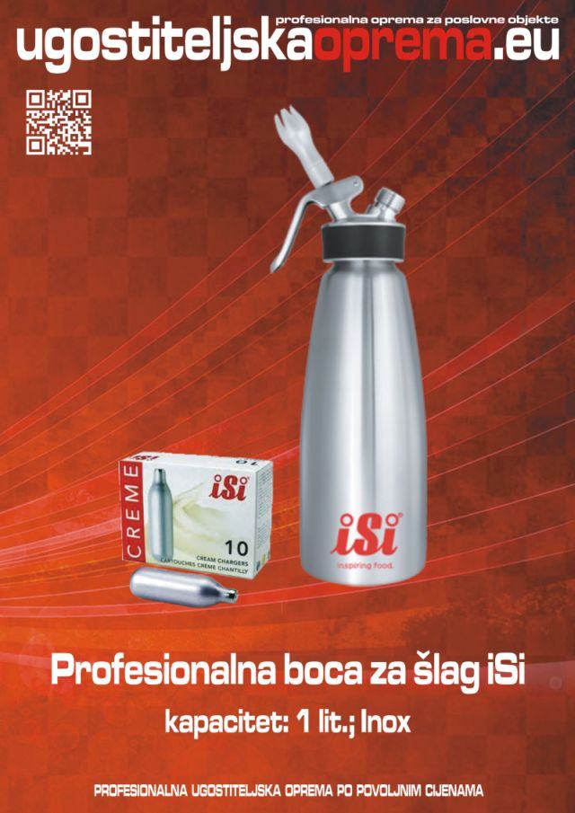 Boca za šlag iSi, profesionalna, Inox, 1 lit., NOVO!