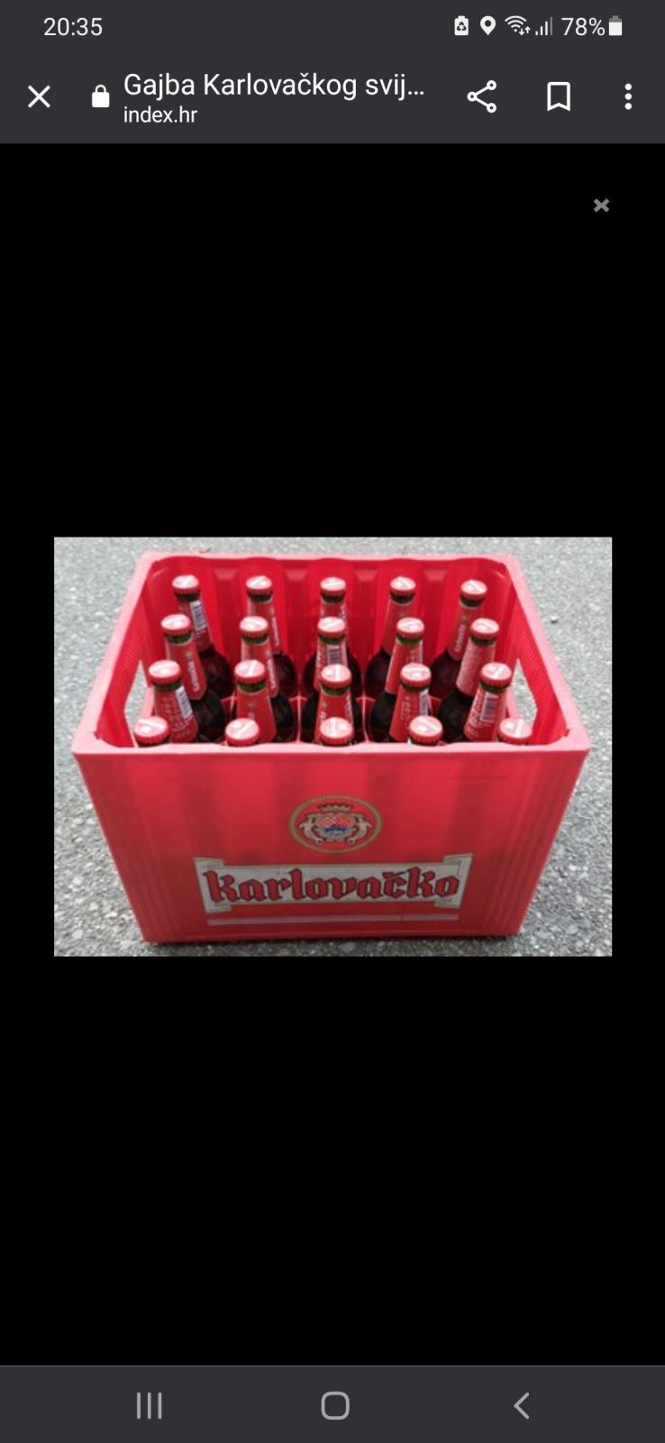 Prazna gajba sa 20 boca karlovačkog