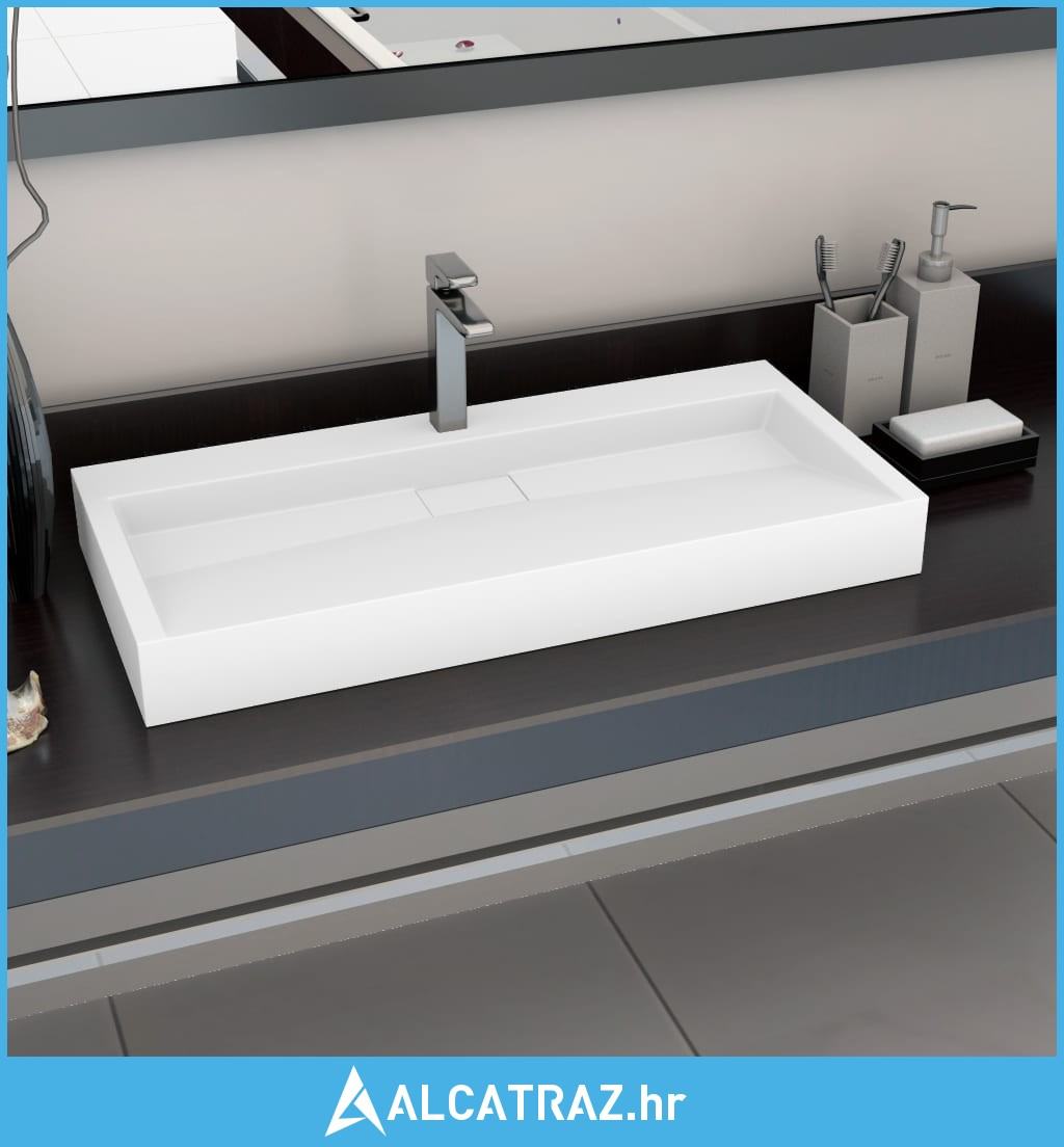 Umivaonik od lijevanih minerala/mramora 100 x 46 x 11 cm bijeli - NOVO