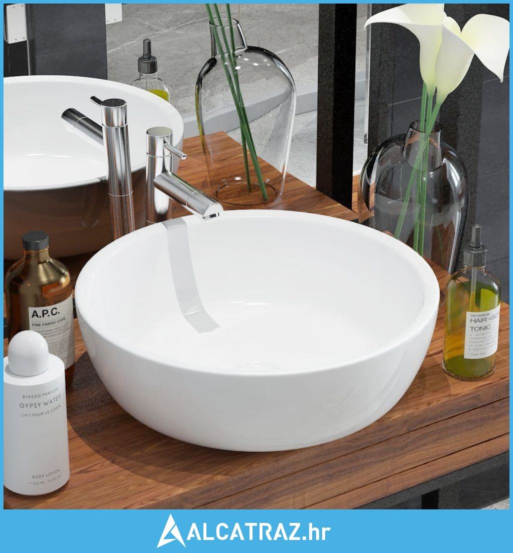 Umivaonik Okrugli Keramički Bijeli 42x12 cm - NOVO