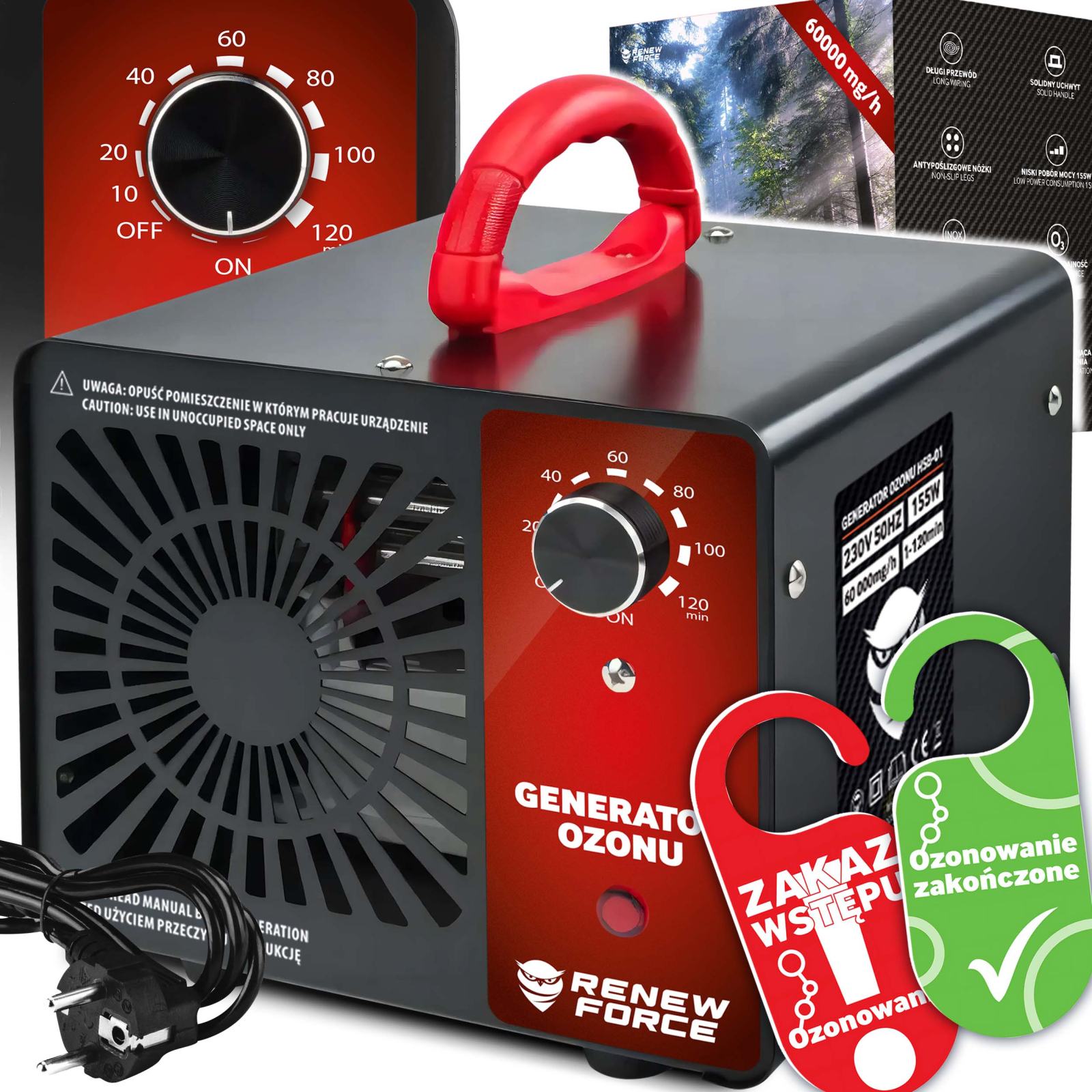 Generator ozona 155W Ozonator za uklanjanje mirisa od 60g/h