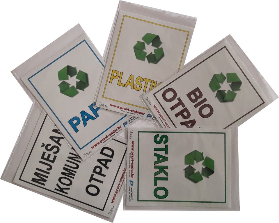 Naljepnice za označavanje vrste otpada